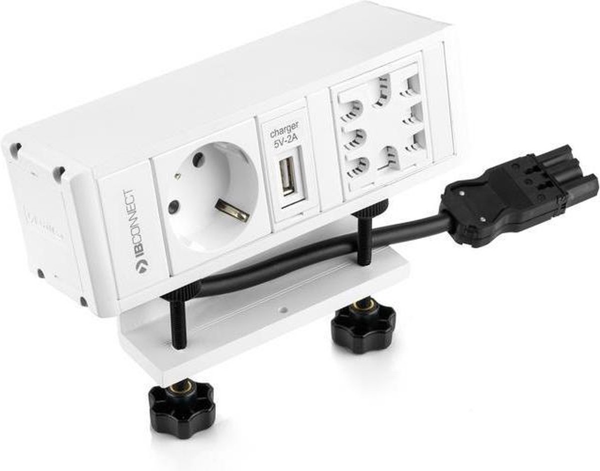 IB Connect Opbouwunit (1x 230V-1x USB charge-1x Doorvoer) - Wit | bol.com