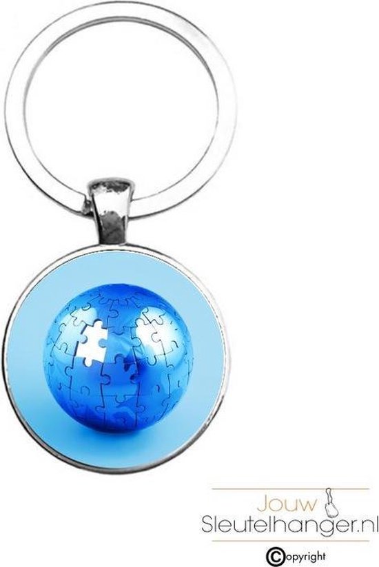 Sleutelhanger Glas - Wereldbol Puzzel | bol