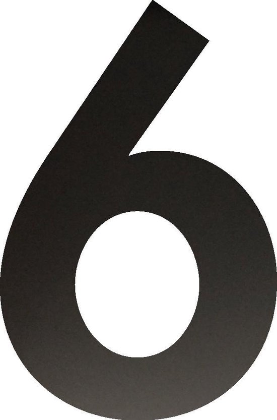 Huisnummer 15 cm - Nummer 6 - Mat Zwart RVS | bol
