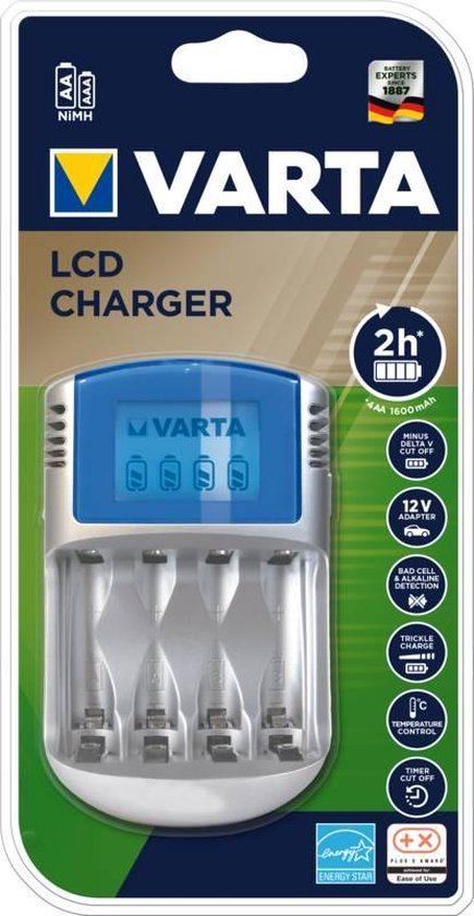 Varta Lader voor NiMH-batterijen met LCD-scherm, 12V-adapter en USB ...