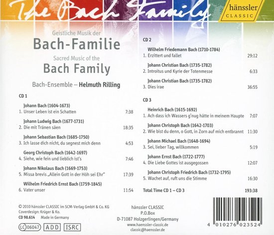 Sacred Music Of The Bach Family, Bach Ensemble | CD (album) | Muziek ...