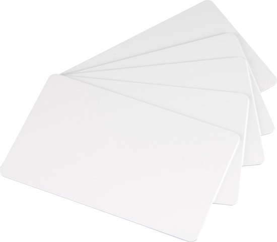 100 witte kaarten 55x86mm, PVC (kunststof) | bol