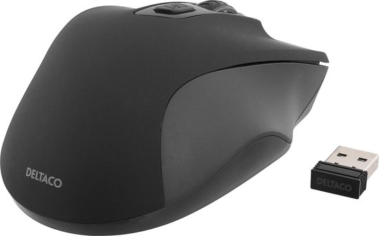 DELTACO MS-762 Stille optische muis 600-1200 DPI - Draadloos - Zwart ...