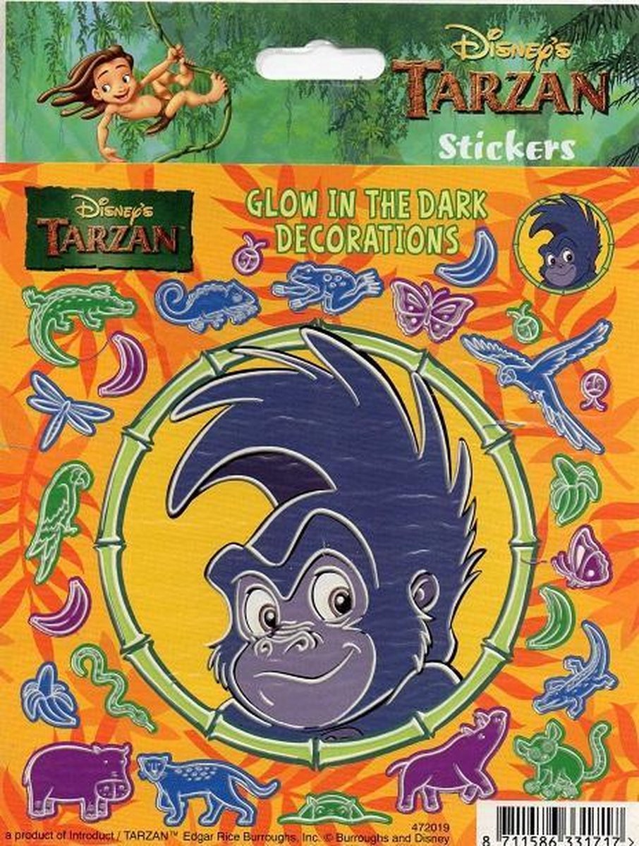 stickers - tarzan glow in the dark - 10 vellen | bol.com