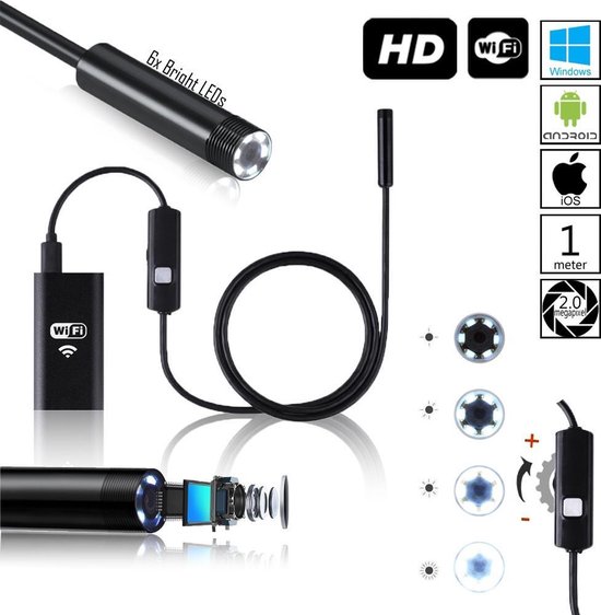 Saizi WiFi Endoscoop HD LED | Mini Camera met 2 meter Kabel - 8 mm kop ...