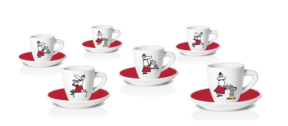 Bialetti Little Man espresso kop en schotel - set van 6 stuks | bol.com