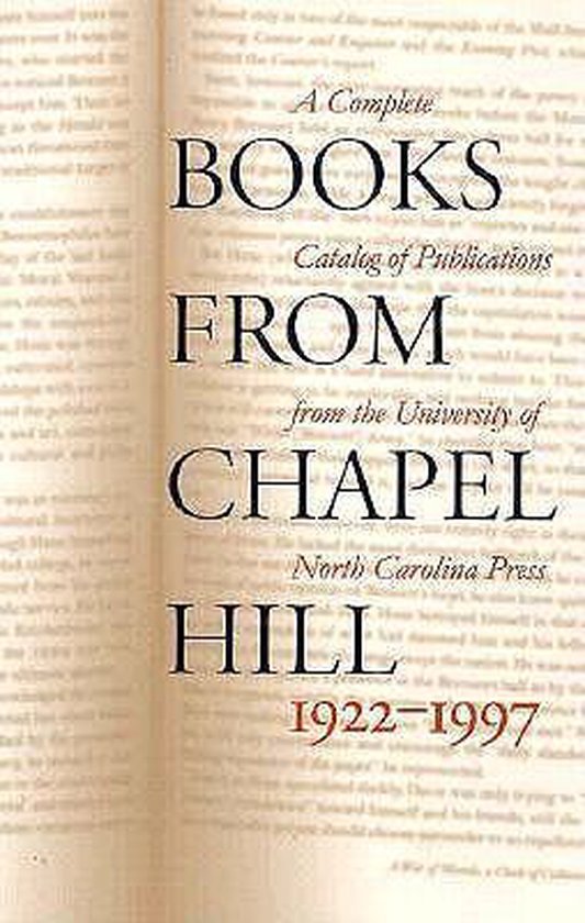 Books From Chapel Hill, 1922-1997 | 9780807846902 | The University Of ...