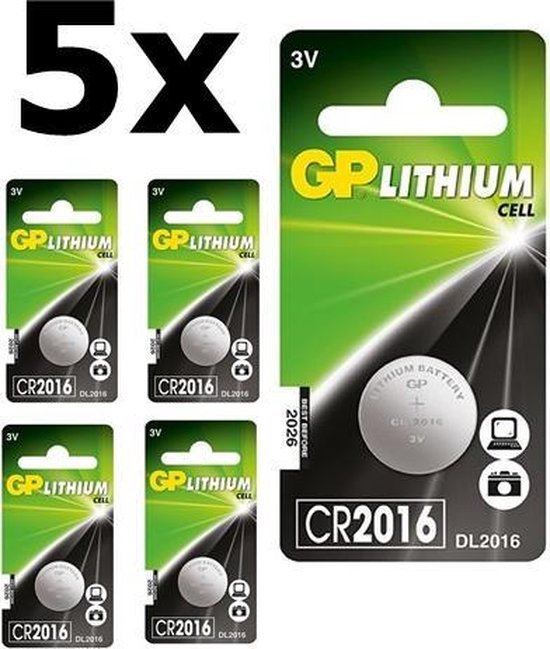 5 Stuks - GP CR2016 Professional Electronics 3V 90mAh Lithium knoopcel | bol