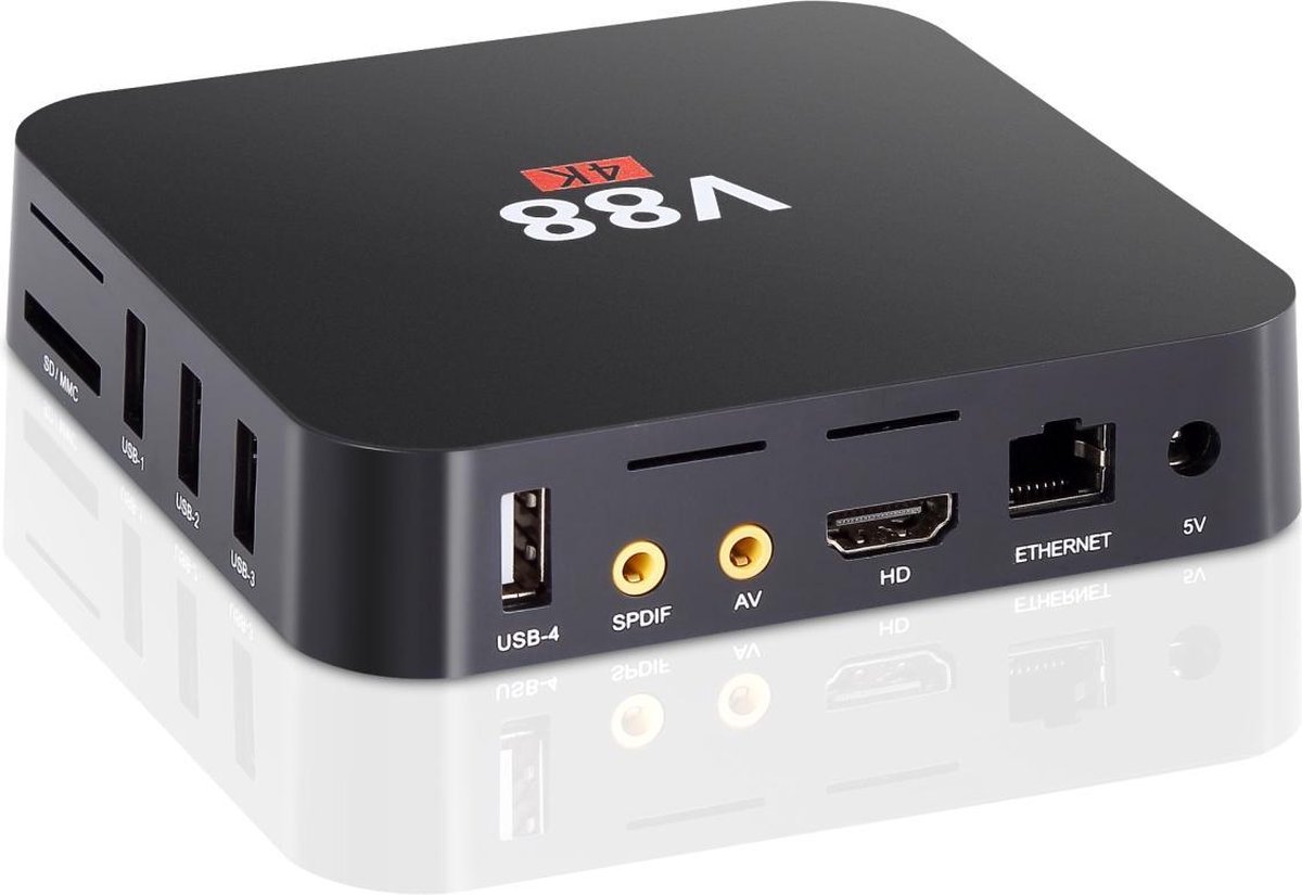 Android tv box V88 4K met NEDERLANDSE HANDLEIDING en Afstandsbediening ...