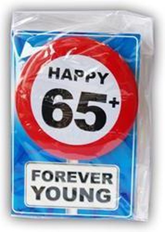 Happy age card 65 jaar (Verjaardagskaart met leeftijd button) | bol