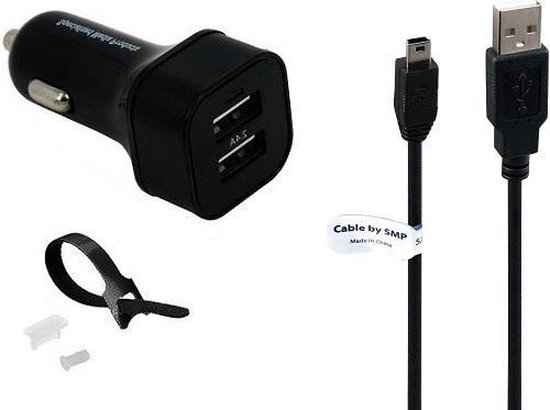 2,4A Auto oplader. 2,2 m Oplaadkabel snoer en adapter plug met stekker ...