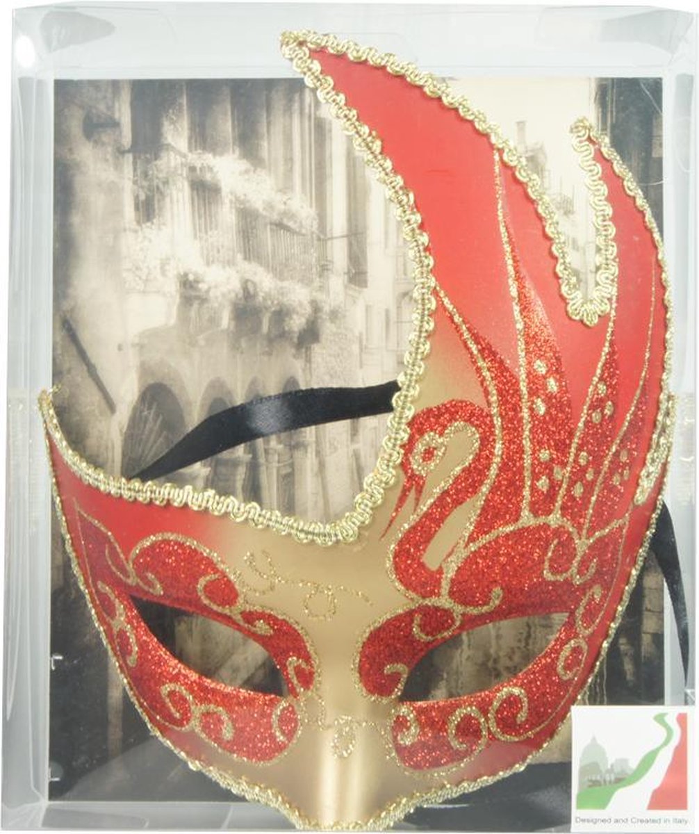 Venetiaans masker – Oranje kleur – vlam vorm -carnaval – feest ...