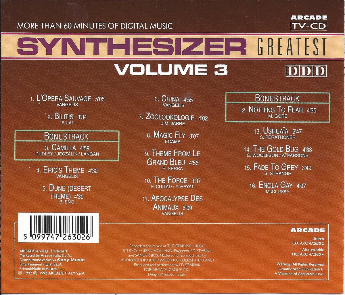 Synthesizer Greatest 3, Ed Starink | CD (album) | Muziek | bol