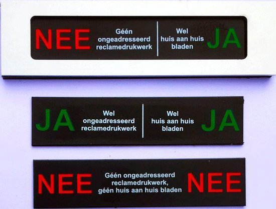 NEE NEE, NEE JA en JA JA sticker houder - Aluminium houder inclusief 3 ...