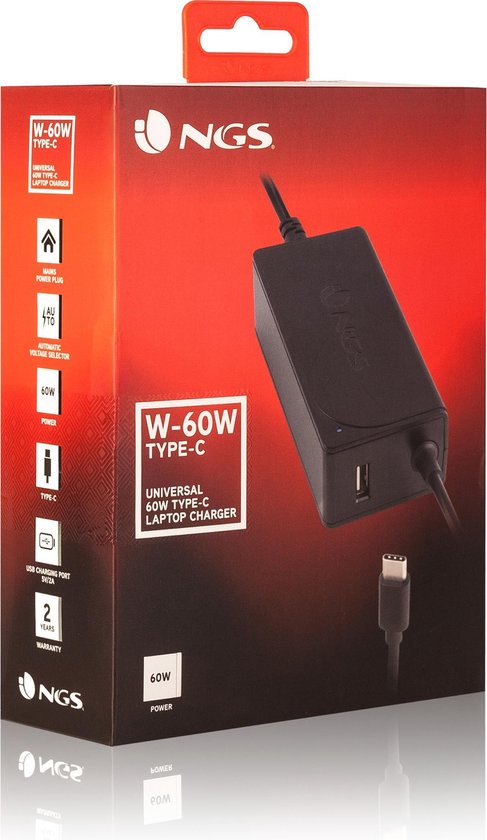 NGS 60W universele notebook / laptop adapter / USB-C aansluiting / Type ...