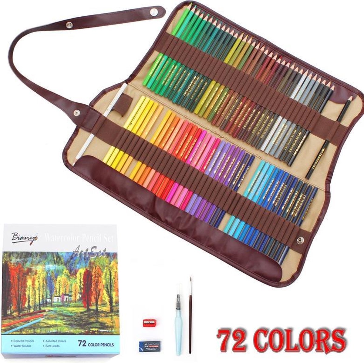 72-Delige Aquarelpotloden Set in Luxe Roletui - Watercolor Aquarelverf ...