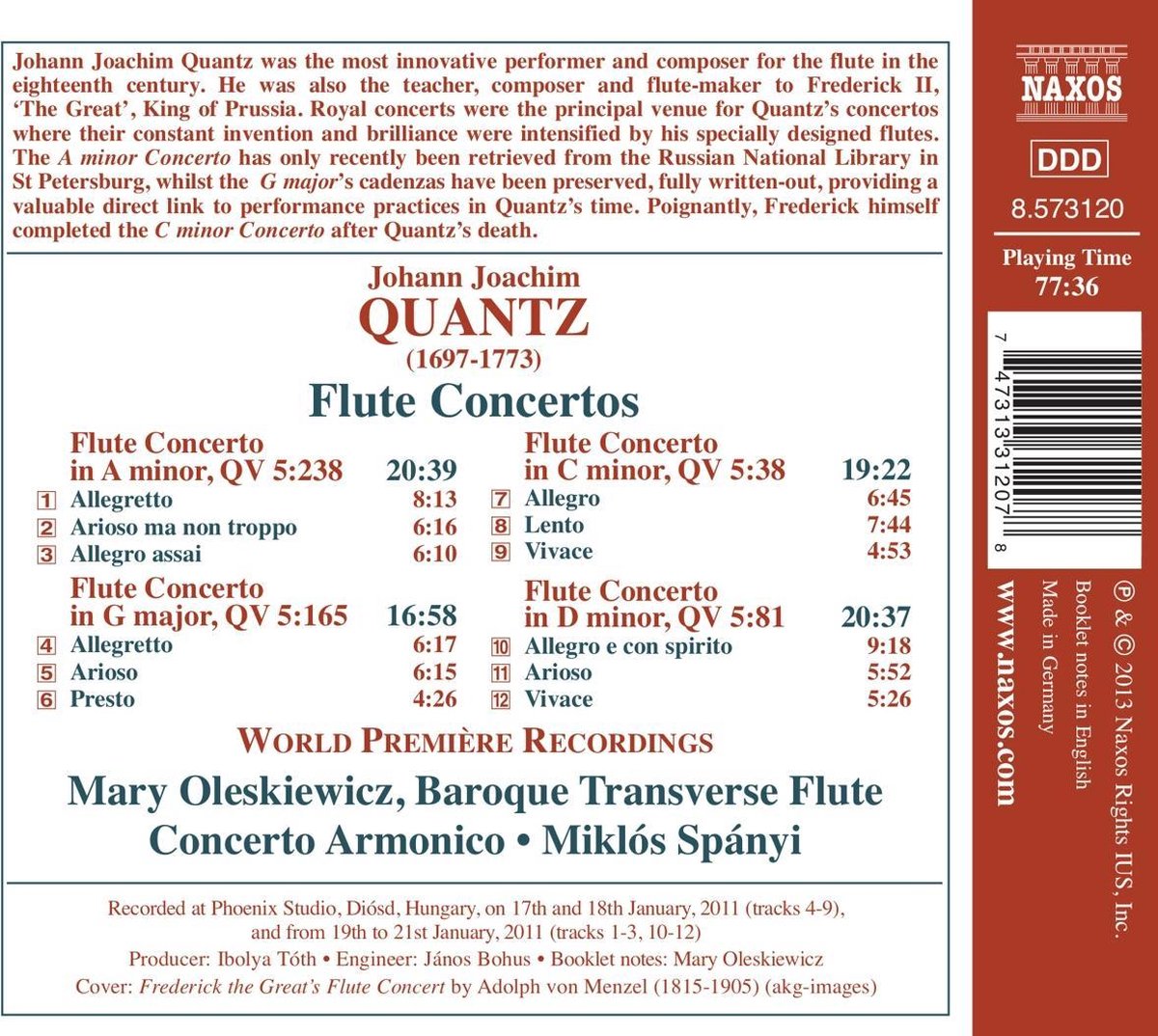 Mary Oleskiewicz, Concerto Armonicao, Miklós Spányi - Quantz: Flute ...