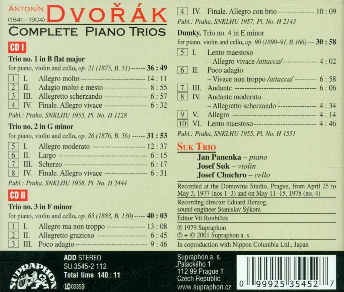 Jan Panenka, Josef Suk, Josef Chuchro - Dvorák: Complete Piano Trios (2 CD), Antonin... | bol.com