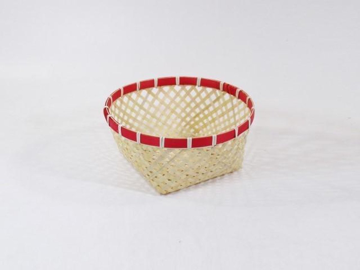 Mandje rond bamboe met rode rand | bol.com