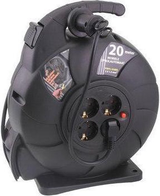 ETM Kabeloprolautomaat - 20 m met 3 x 1.5 mm2 PVC Snoer - Zwart | bol