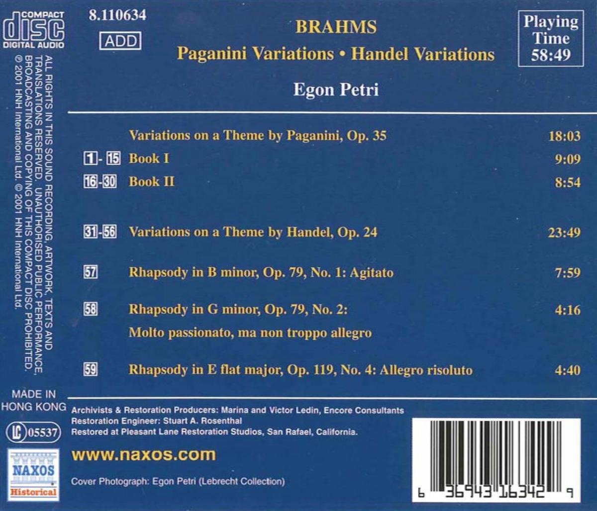 Egon Petri - Paganini/Händel Variations (CD), Egon Petri | Muziek | bol.com