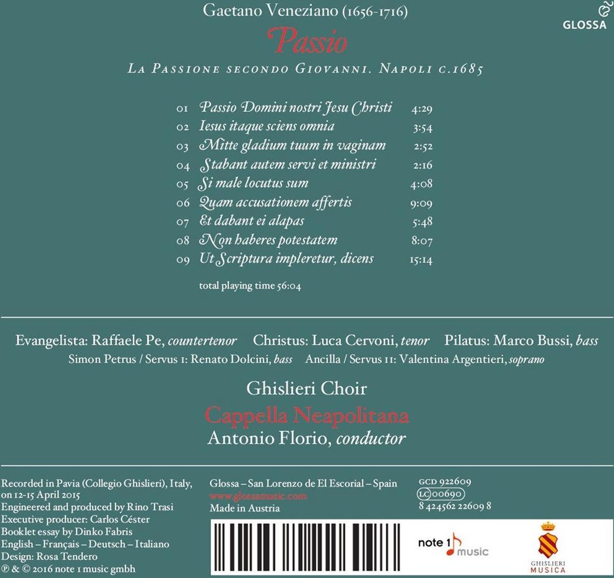 Ghisleri Choir & Cappella Neapolitana & Antonio Floria - Passio (CD ...