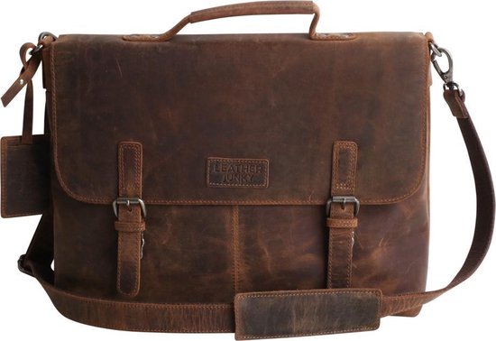 Leather Junky - laptop tas - The Bookmaker Bag - bruin - leer | bol.com