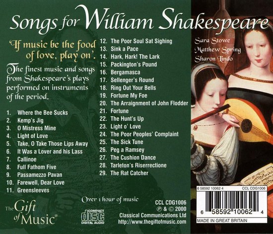 Songs for William Shakespeare, Various | Muziek | bol
