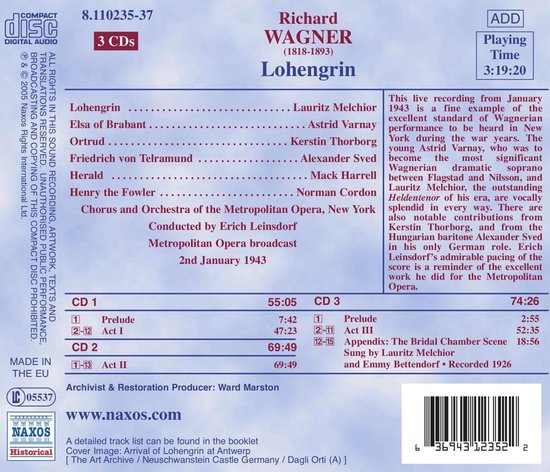 Lauritz Melchior, Astrid Varnay, Kerstin Thorborg - Wagner: Lohengrin ...