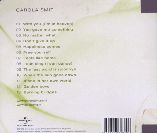 Carola Smit, Carola Smit | CD (album) | Muziek | bol