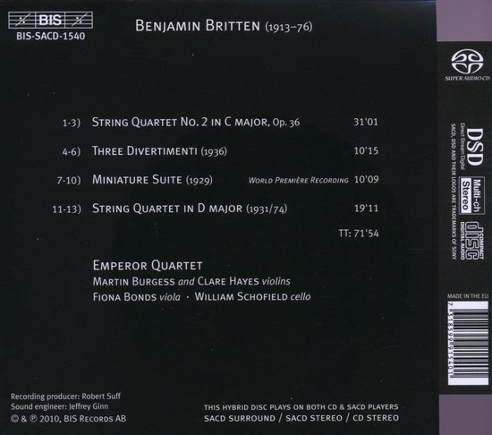 Emperor Quartet - String Quartets Volume 1 (CD), Emperor Quartet | Muziek | bol