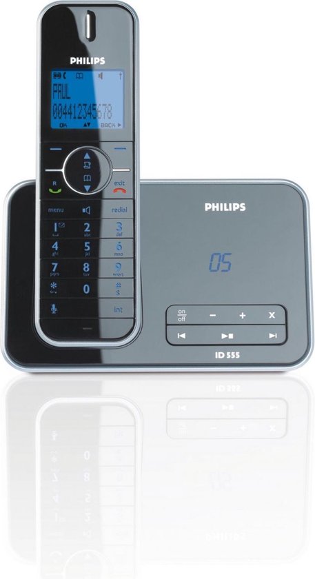Philips ID5551B Slim line Black Cordless phone with answering machine ...