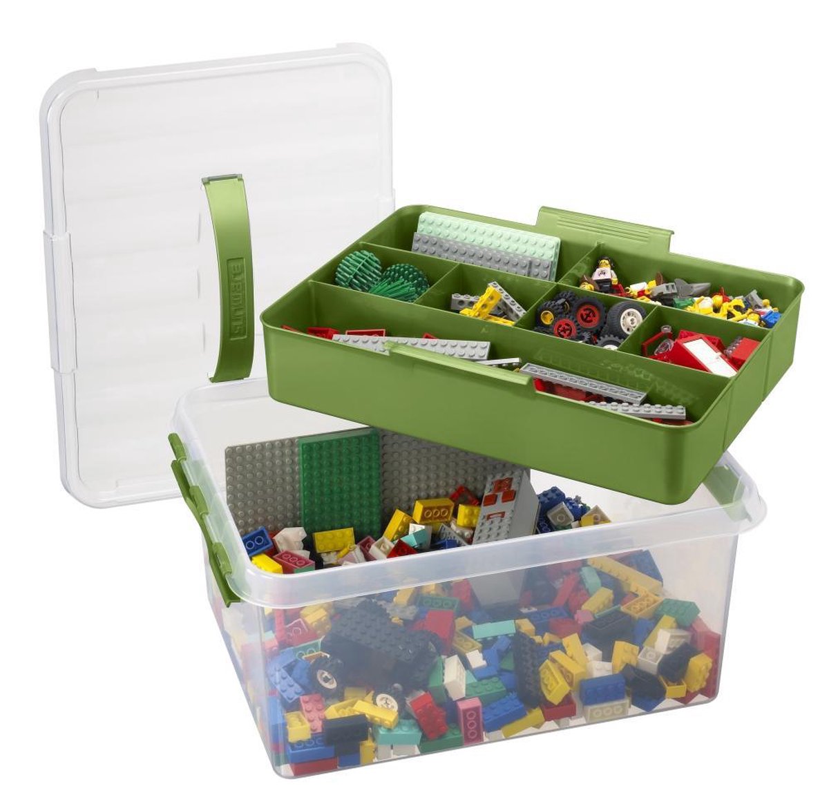 Sunware Q-line multibox - box met inzet - 15L - transparant/groen | bol.com