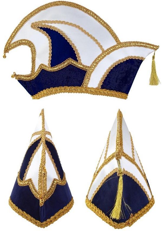 Prinsenmuts luxe blauw/wit maat 63 - Carnaval prins steek festival ...