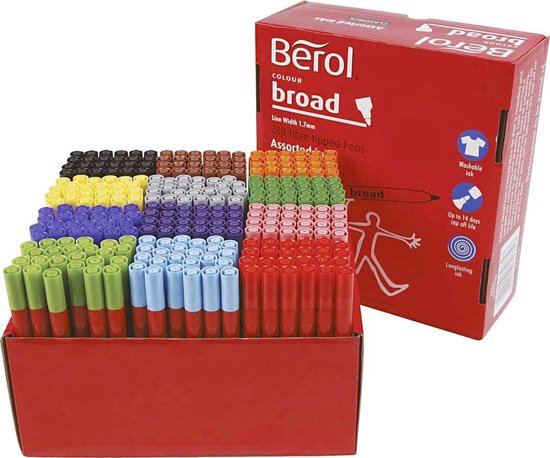 Berol stift lijndikte: 1 7 mm d: 10 mm diverse kleuren broad 288stuks | bol