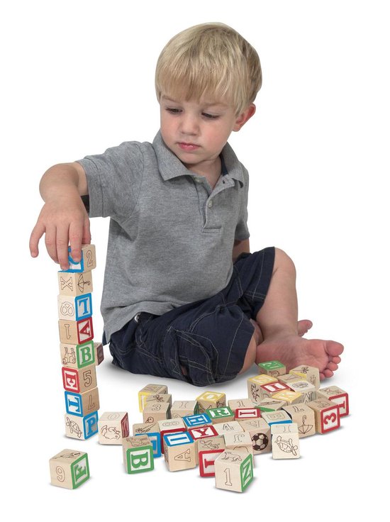 Melissa & Doug Houten Blokkendoos ABC/123 leren | bol