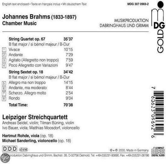 Leipziger Streichquartett, Hartmut Rohde, Michael Sanderling - Brahms: String Sextet... | bol