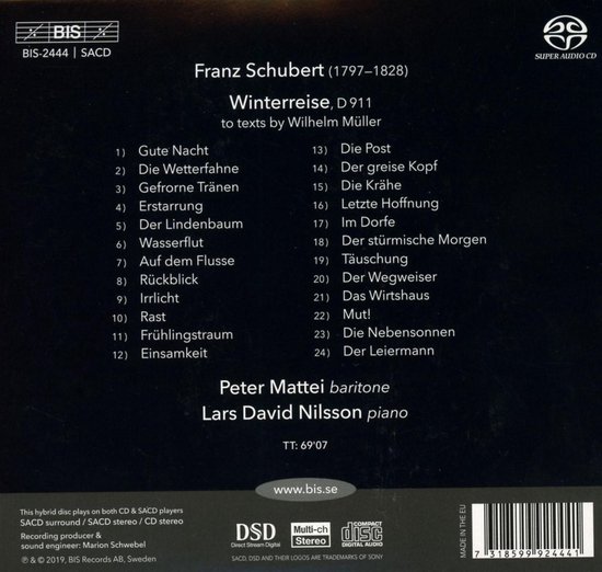 Peter Mattei & Lars David Nilson - Winterreise (Super Audio CD), Peter ...