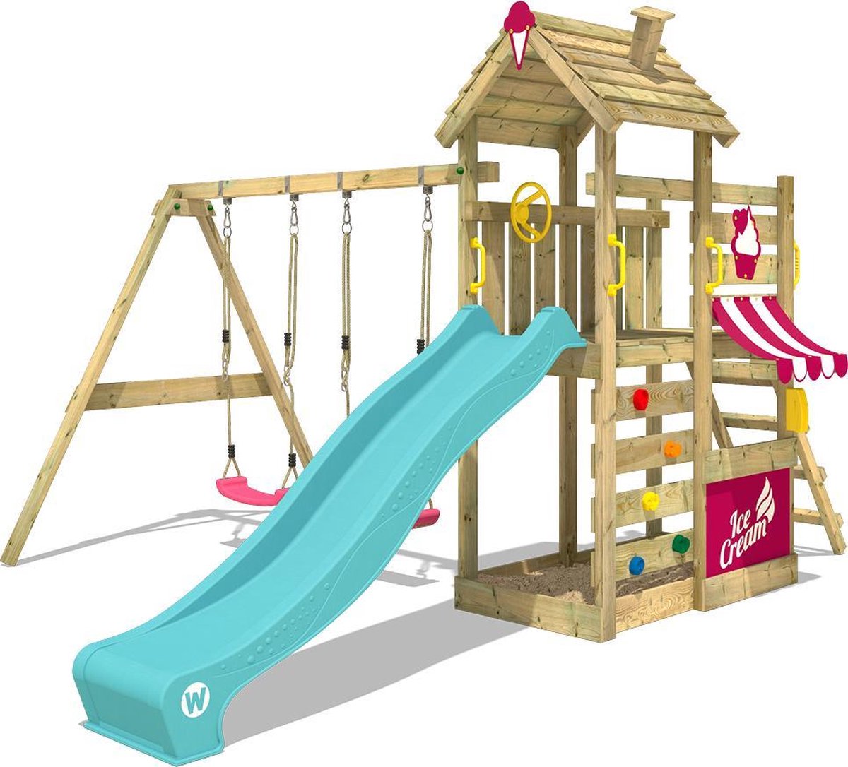 WICKEY Speeltoestel voor tuin CherryFlyer met schommel en turkooizen ...