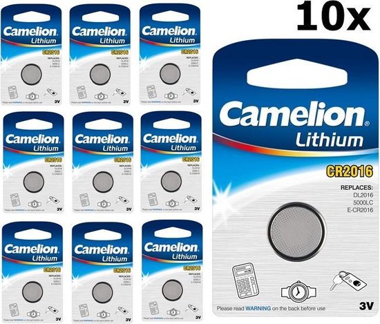 10 Stuks - Camelion CR2016 Professional Electronics 3V 90mAh Lithium knoopcel | bol