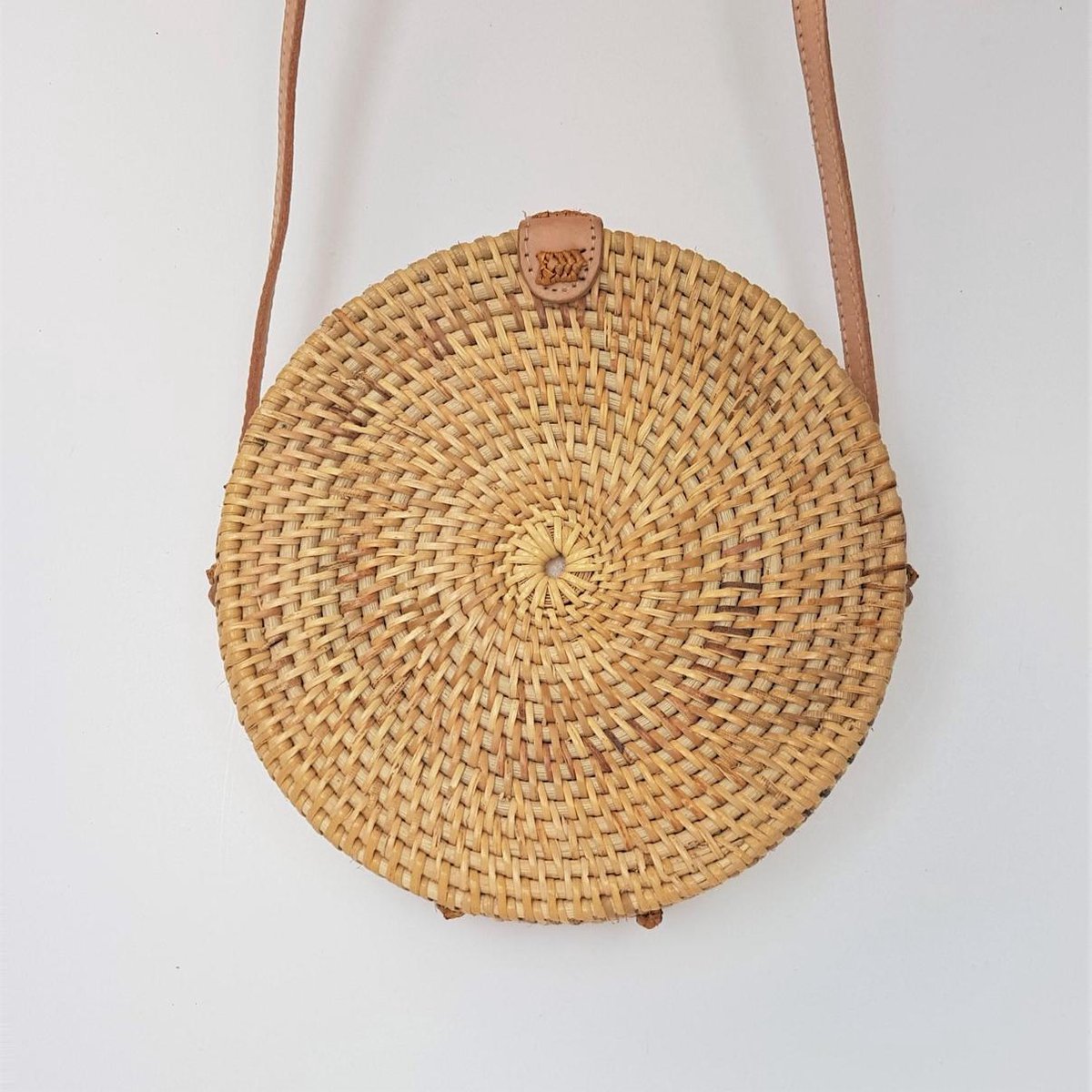 DUA natureel ronde rotan rieten tas créme round bali bag | bol.com