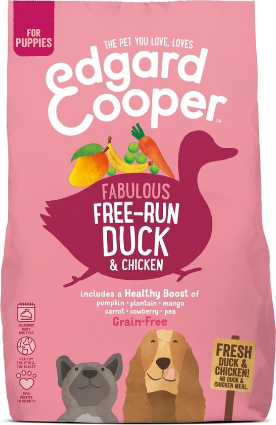 Edgard&Cooper Free-Run Duck Puppy Eend&Kip&Banaan - Hondenvoer - 700 g ...