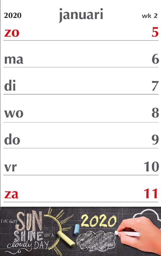 XL-week kalender 2020 - Krijtbord - 21 x 27 cm | bol.com