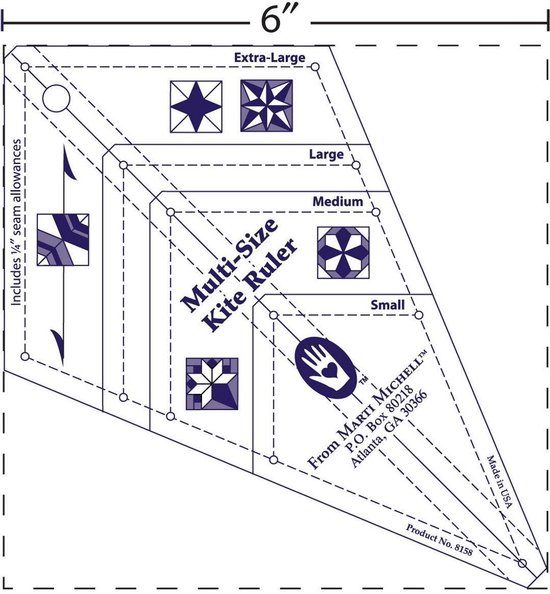 Marti Michell Quilt Liniaal 8158 Multi Size Kite Ruler Liniaal | bol.com