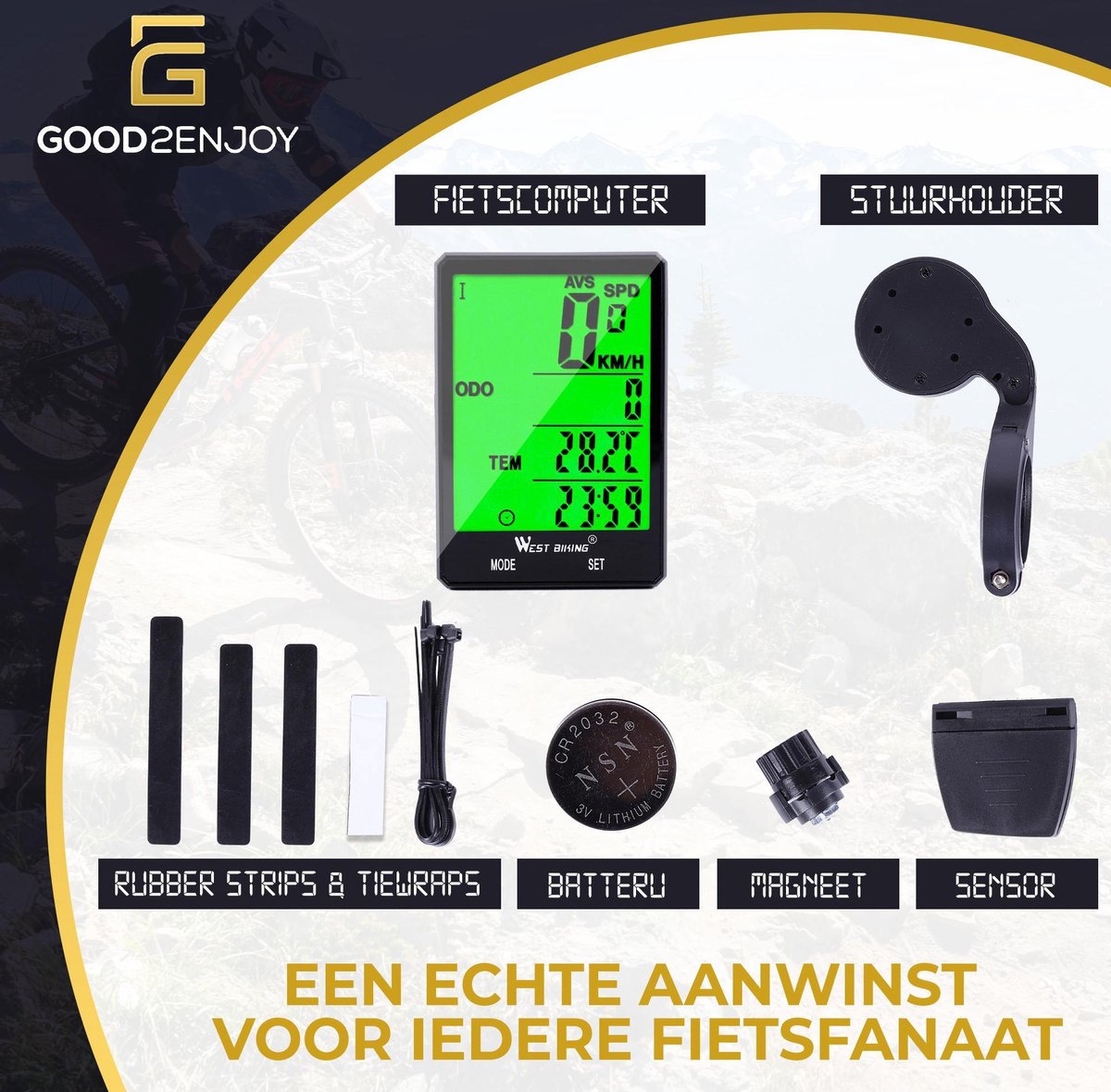 Goods2Enjoy Fietscomputer Draadloos Met Snelheidsmeter en ...