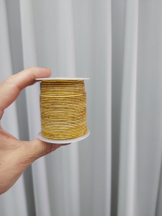 Leren Vintage Naturel lichtbruin hazelnoot rond Koord 1.5 mm 5 meter ...