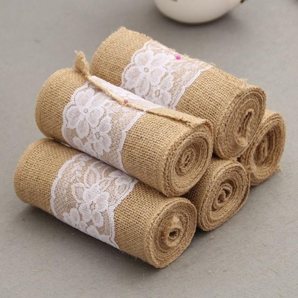 Retro - Vintage Jute Stof / Lint & Kant t.b.v. strik - Decoratie stoel ...