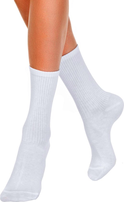 Klassieke sportsokken, geribd enkelboord, wit, 3+1 gratis geschenkset ...