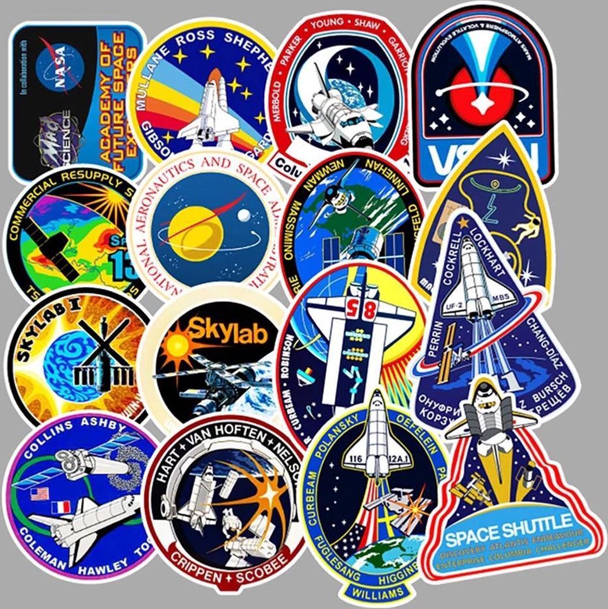 45 stickers NASA Patches - 6-8 cm - Ruimte - Ruimtemissies - Space ...
