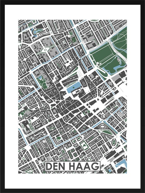 Den Haag centrum - stadskaart | Inclusief strakke moderne lijst ...
